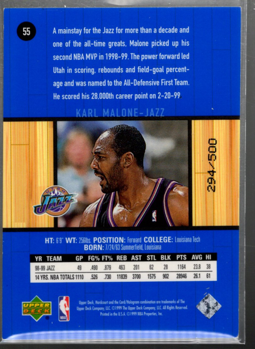 B0029 1999-00 Upper Deck Hardcourt Baseline Grooves Rainbow #55 Karl ...
