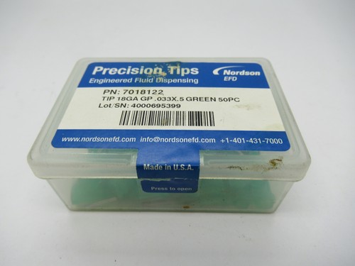 Nordson EFD 7018122 Precision Tips 18 GA GP .033X.5 GREEN 50 Pcs *Open ...