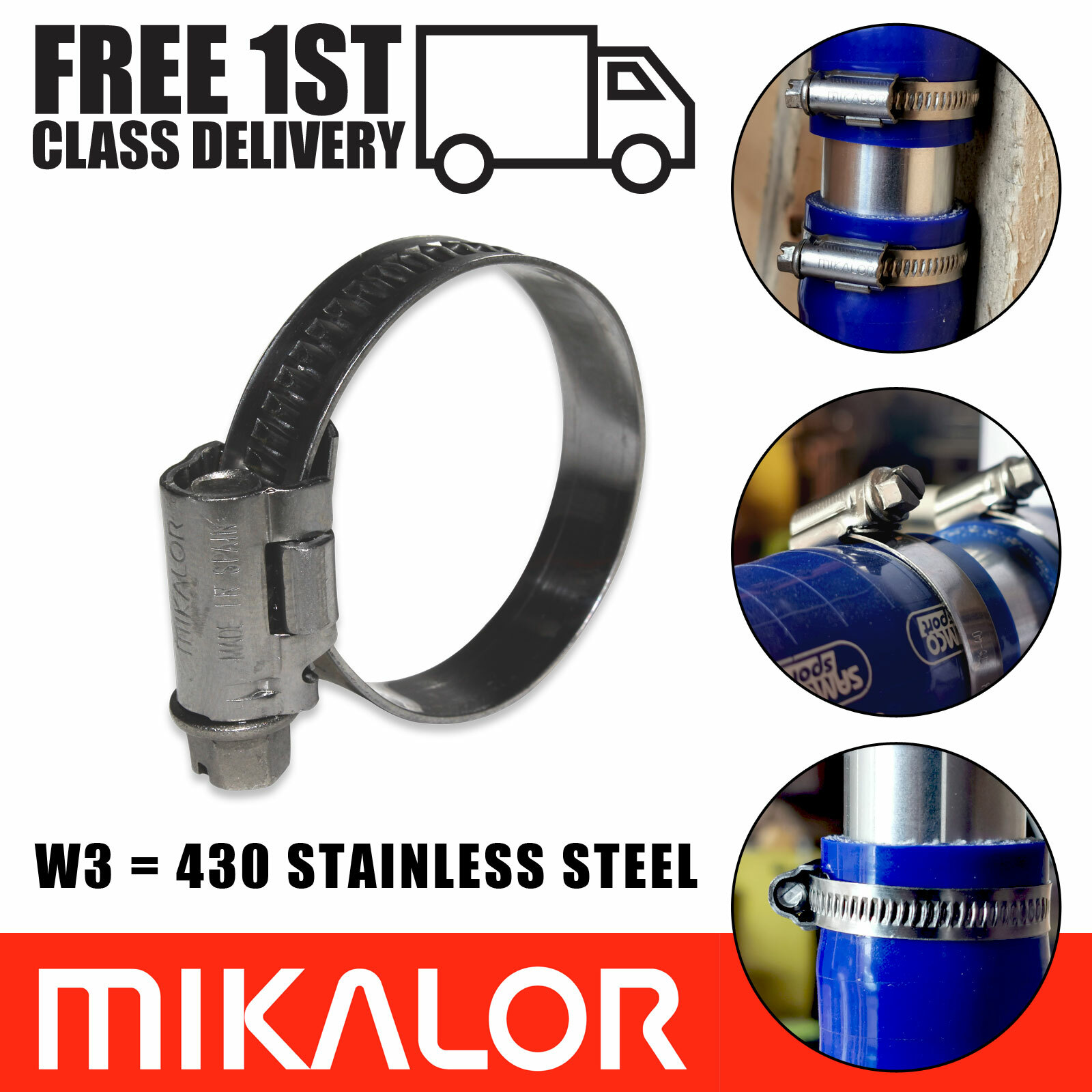 Mikalor Hose Clamps W3 Worm Drive Stainless Steel Air Hose Clips Car ...
