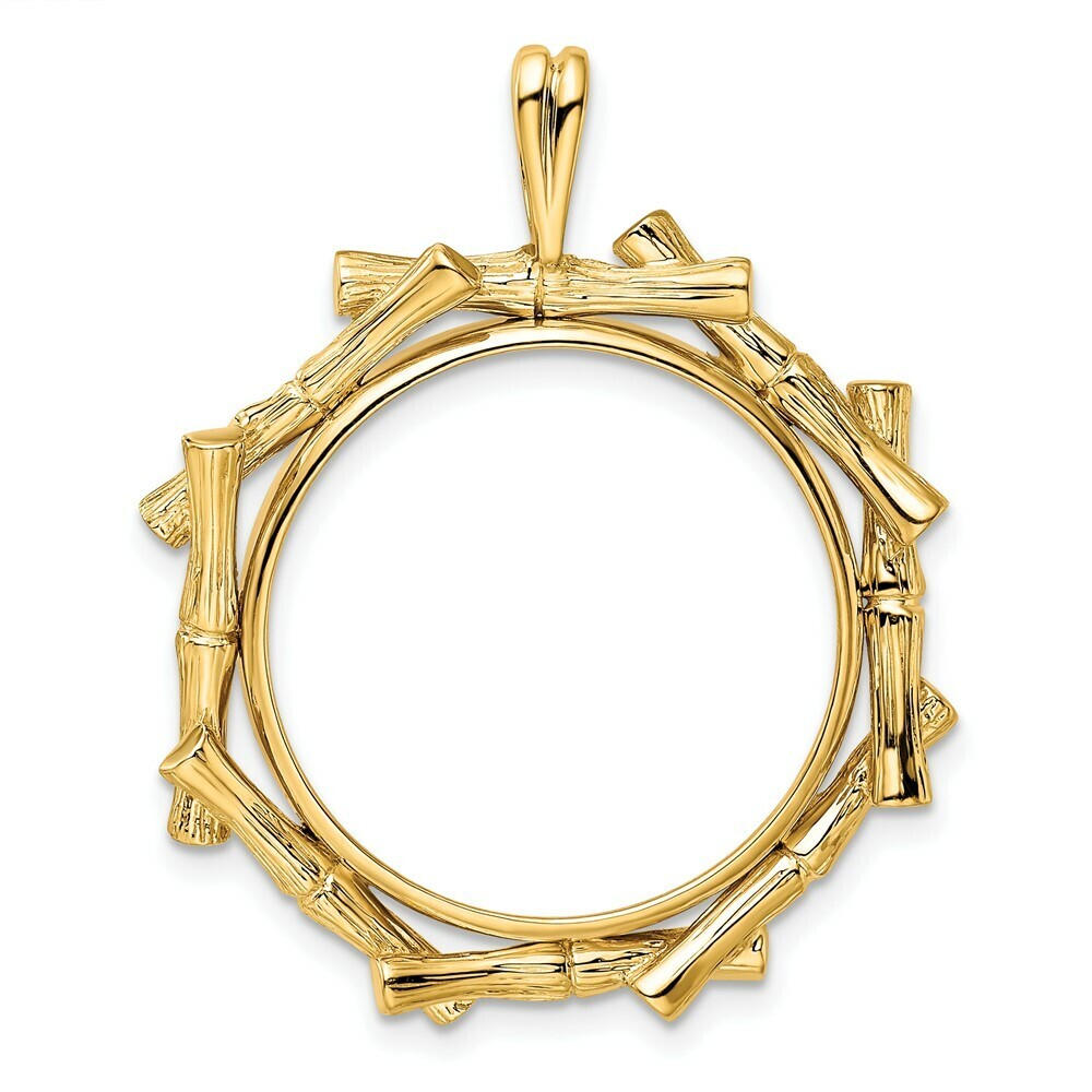 14K Yellow Gold Coin Bezel Pendant Mounting 14mm - 32mm Coin Size ...