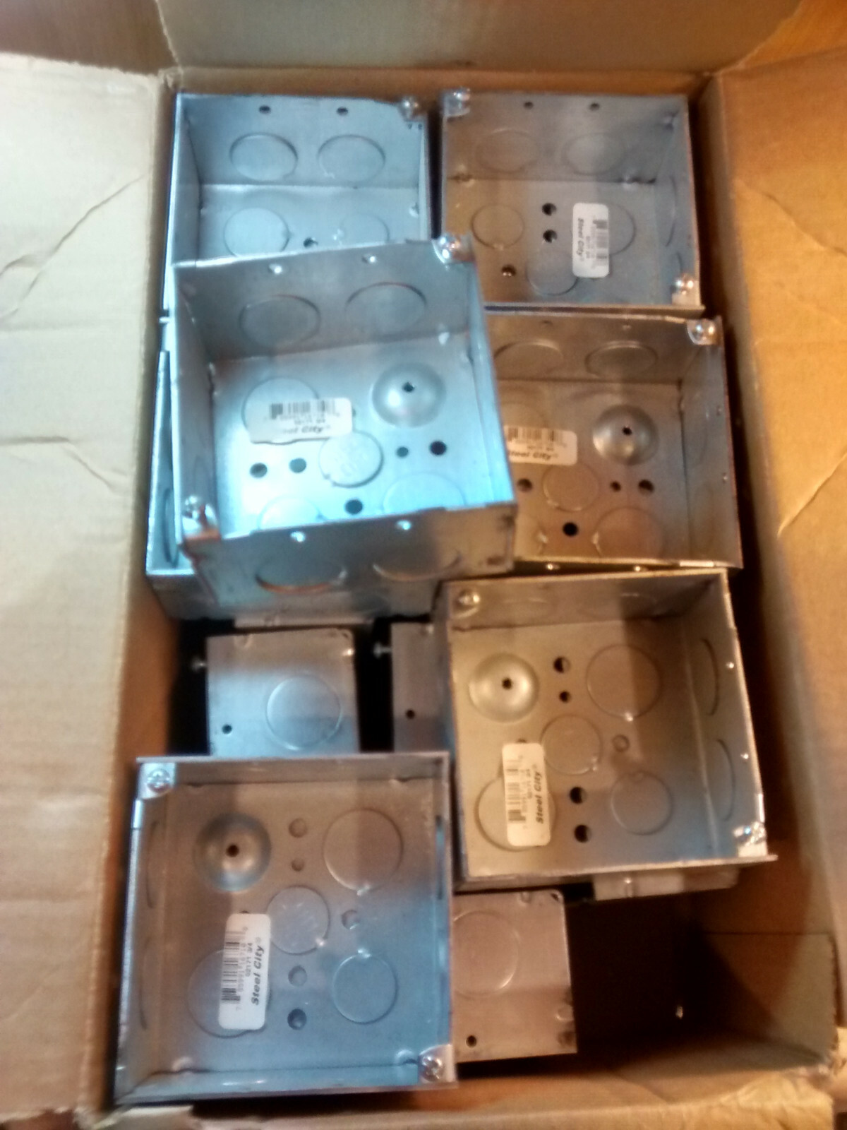 17, Steel City 4" Square Outlet Box Metallic, 2-1/8" Deep 30.3 cubic ...