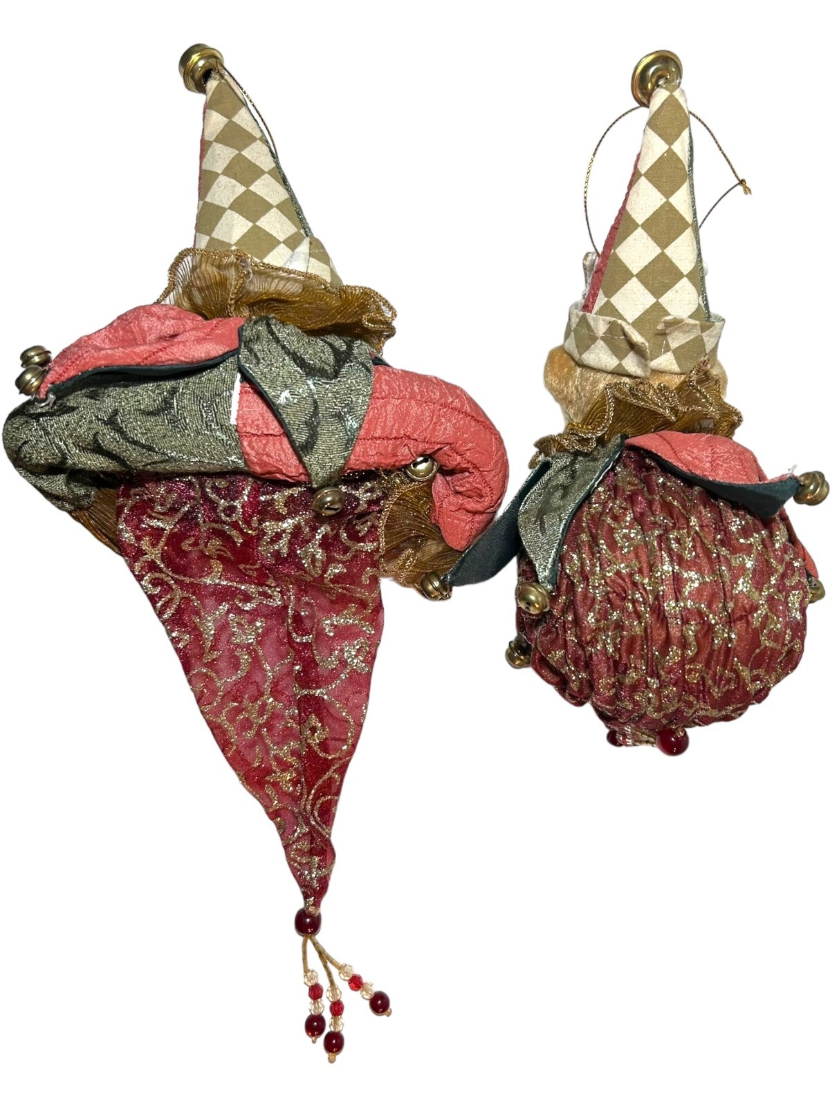 Lot of 2 Mark Roberts Flying Monkey Fabric Resin Jester Monkey Ornament ...