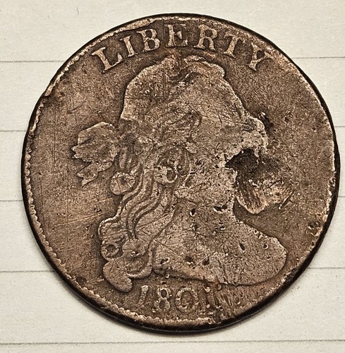 1801 Draped Bust Large Cent Coin - Tough Type Coin | eBay