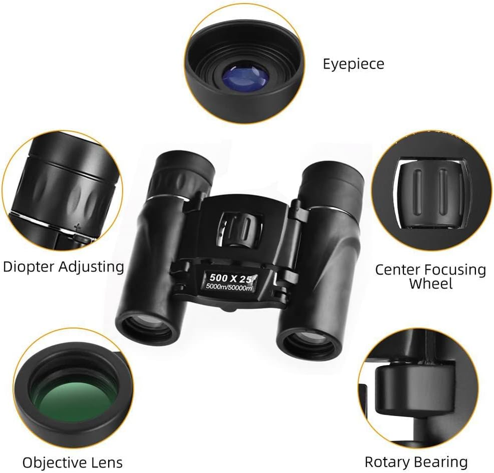 500x25 Portable HD Zoom Powerful Binoculars Day Low Night Optics ...
