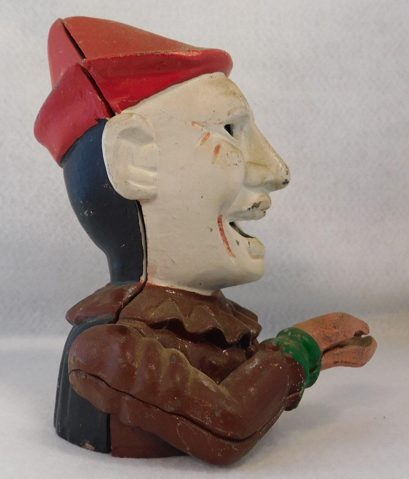 Creepy Clown Jester Vintage Cast Iron Metal Eating Coin Mechanical Bank ...