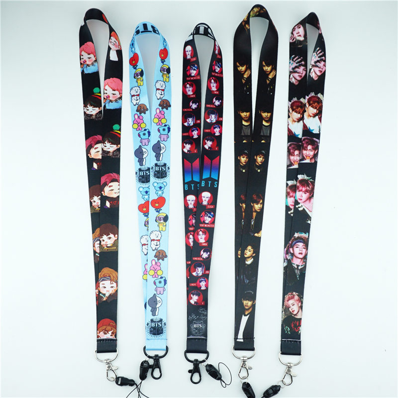 Korea Kpop Boys Lanyard Neck Strap Charms Cell Phone Rope KeyChain ...