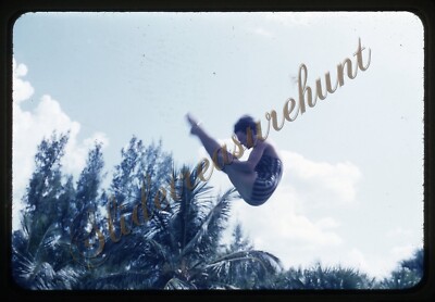 Pretty Woman Tuck Dive Diving Board 35mm Slide 1950s Red Border ...