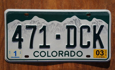 2003 COLORADO Mountain License Plate # 471 DCK - Richard Rick Dick | eBay