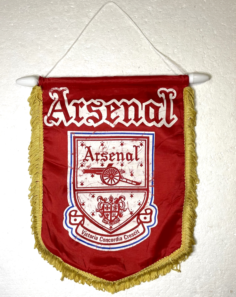1970s Arsenal F C Red Satin Pennant Flag with Gold Tassels - Rare ...