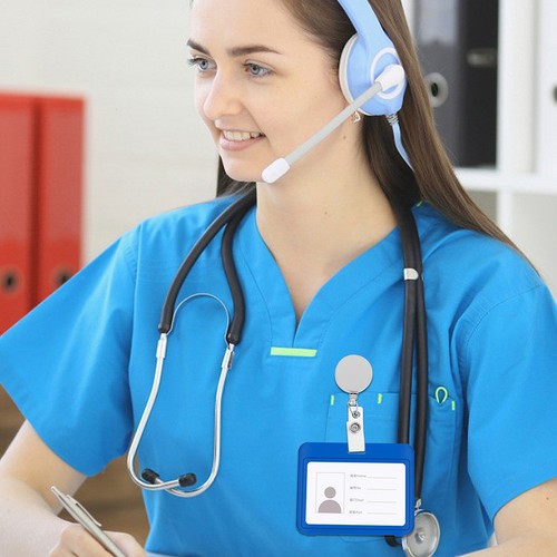 4 Count Nurse Badge Holder Id Card Clip Holders Retractable Reels | eBay UK