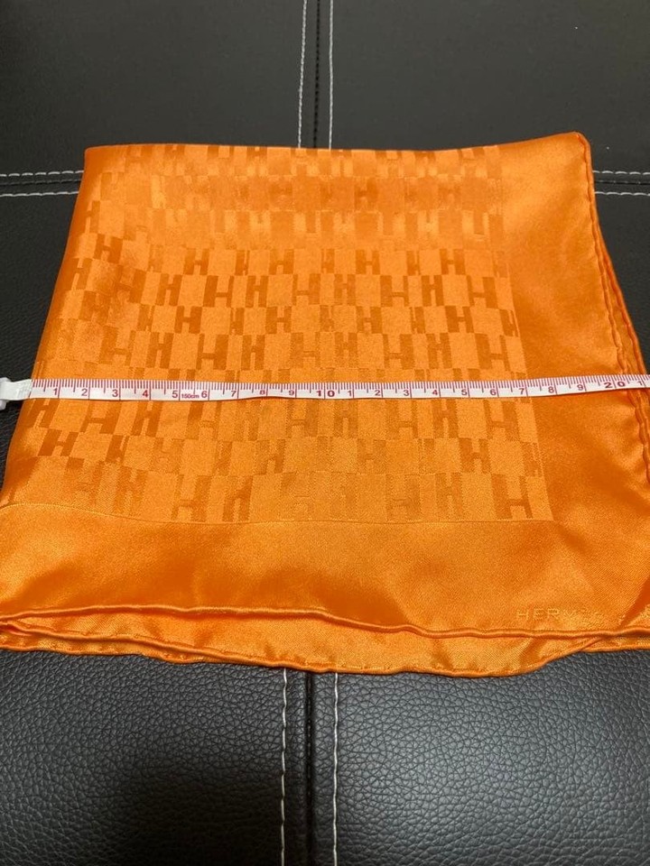 Hermes Pocket Square Orange Silk | eBay