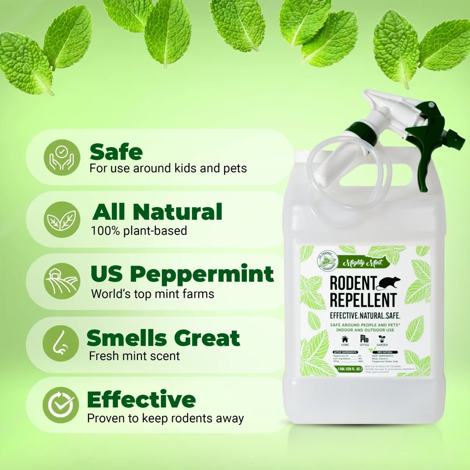 Mighty Mint Gallon (128 oz) Rodent Repellent Peppermint Oil Spray | eBay