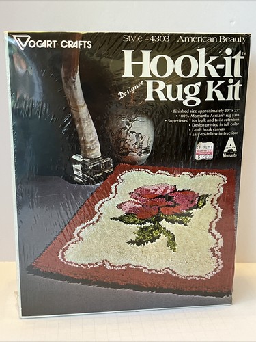 Vintage Hook-It Rug Kit Style #4303 American Beauty Rose Vogart Crafts ...