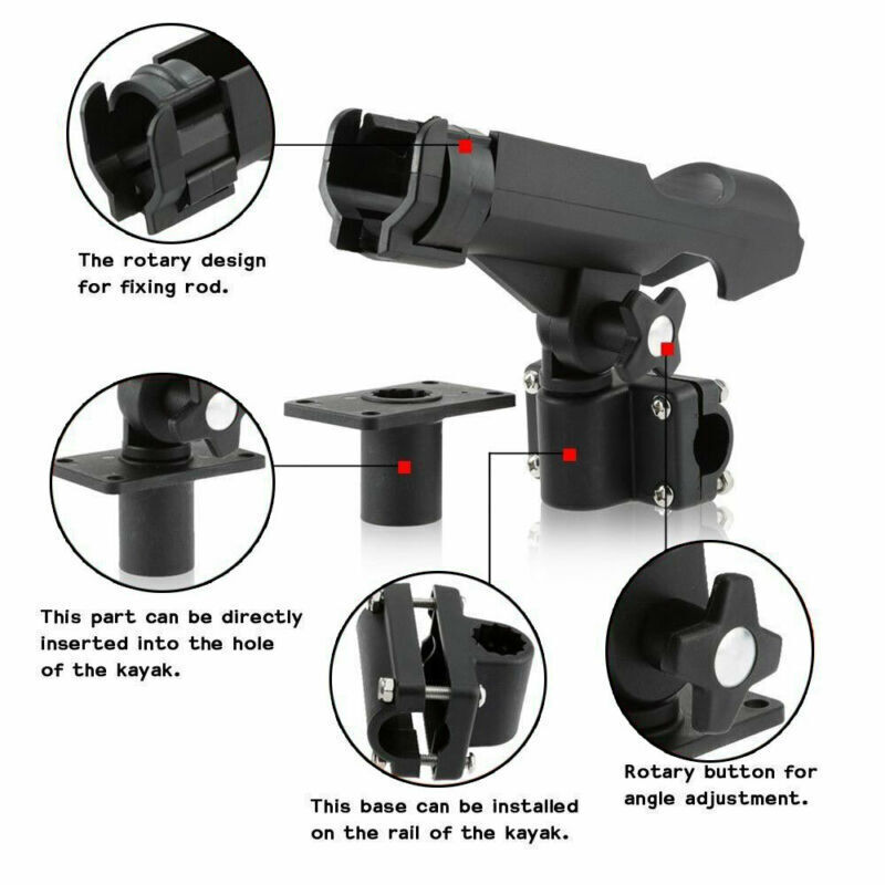 2~6 Pack Adjustable Boat Fishing Pole Rod Holder For Kayak Boat Side ...