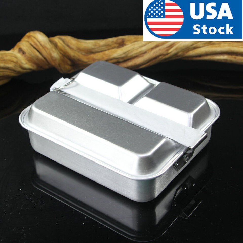Outdoor Mess Kit US Military Camping Stainless Steel Mess Tin Cookware ...