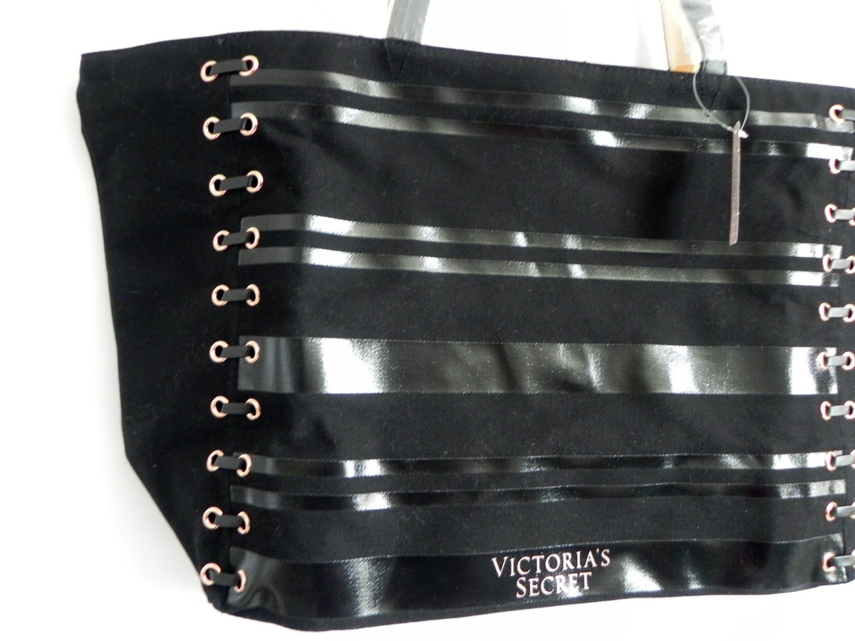 Victoria's Secret Weekender Tote Black Canvas Limited Victoria's Secret Weekender Tote Black Canvas Limited