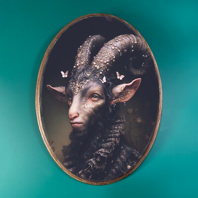 GOTHIC FAUN WOODEN DECOR, Victorian Dress Wood Plaque, Fantasy Animal ...