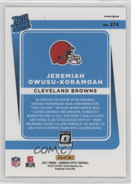 2021 Panini Donruss Optic Rated Rookie Stars Prizm Jeremiah Owusu ...