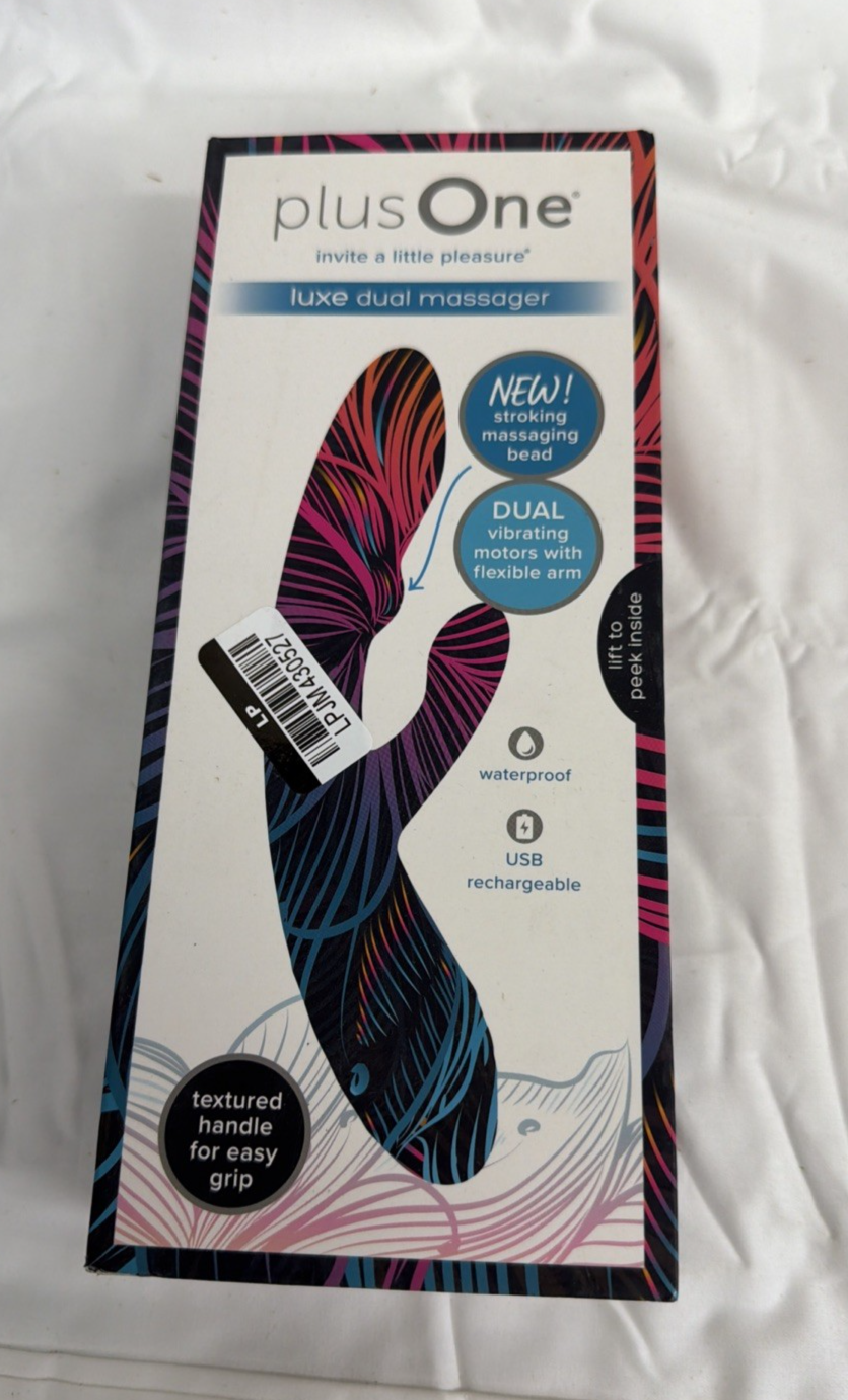 New Plus One LUXE Dual Vibrating Massager Purple/Blue Model 6734 Sealed ...