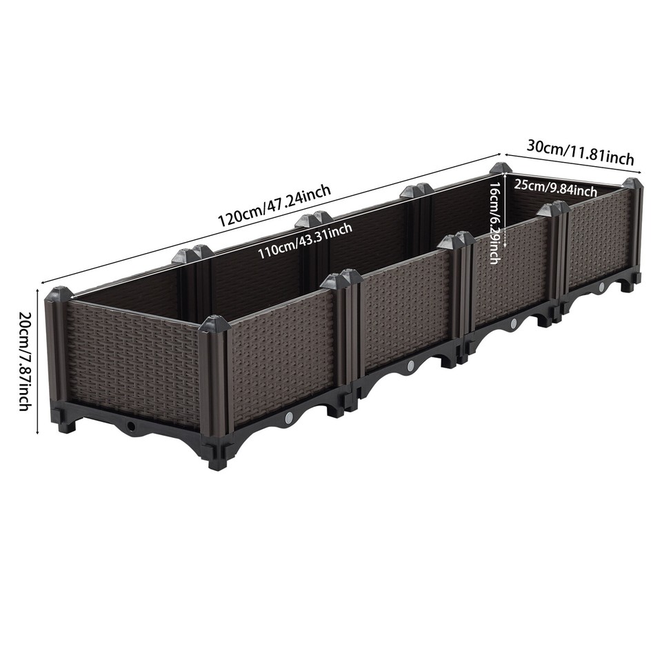 Large Plastic Trough Garden Raised Bed Outdoor Vegetable Planter Flower ...