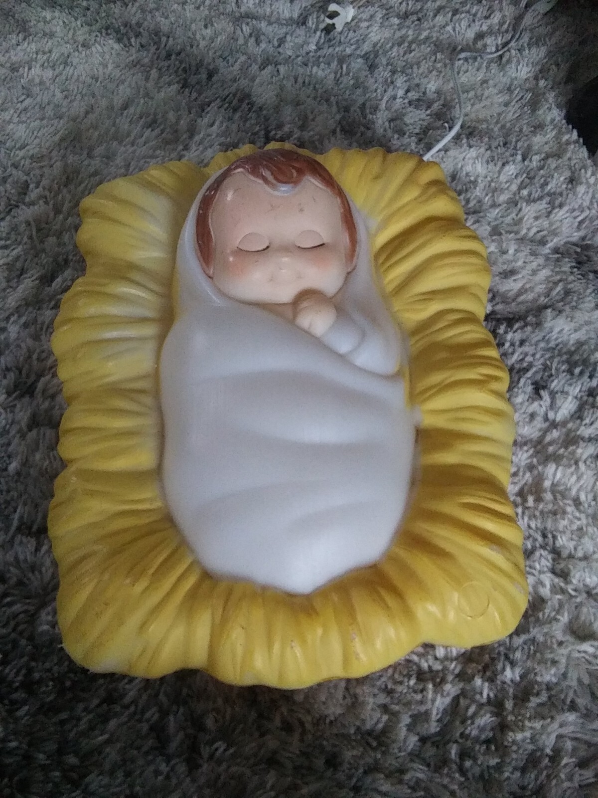 Jesus in hay manger blow mold lights up General Foam Nativity | eBay