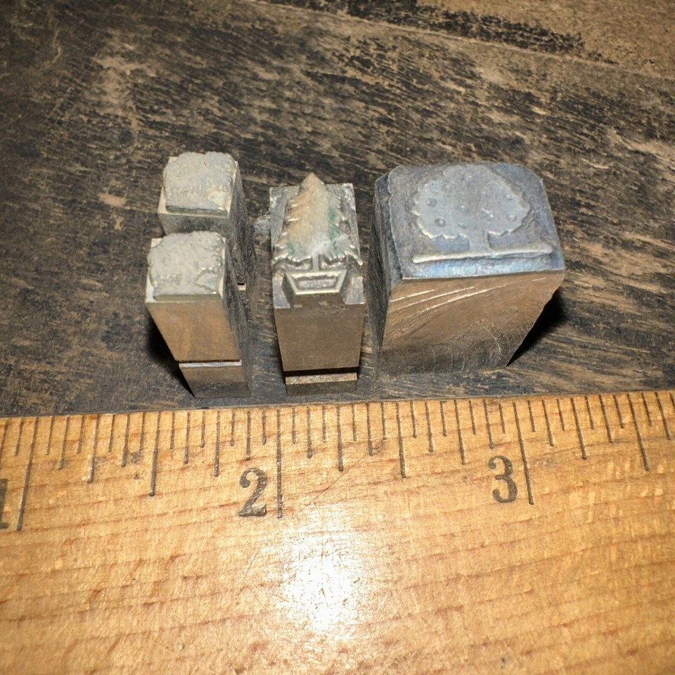 4 Print Blocks “ Trees “ Small Lead Print Blocks Border/Edge Ding Bat ...