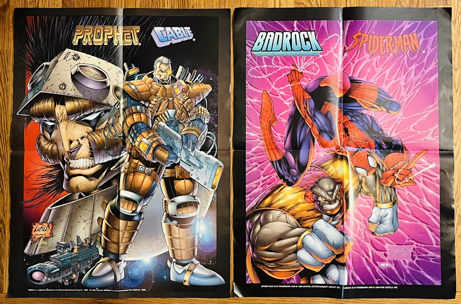 LOT OF 2 RETAILER PROMO POSTERS CABLE / PROPHET + SPIDER-MAN / BADROCK ...