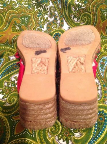 ANDRE ASSOUS WOMEN'S RED ESPADRILLE WEDGE FLOWER SLIP ON MULES SANDALS ...