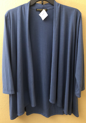NWT ALWAYS INDIGO Open Front Lightweight Cardigan Blue ~ Women’s Size L ...