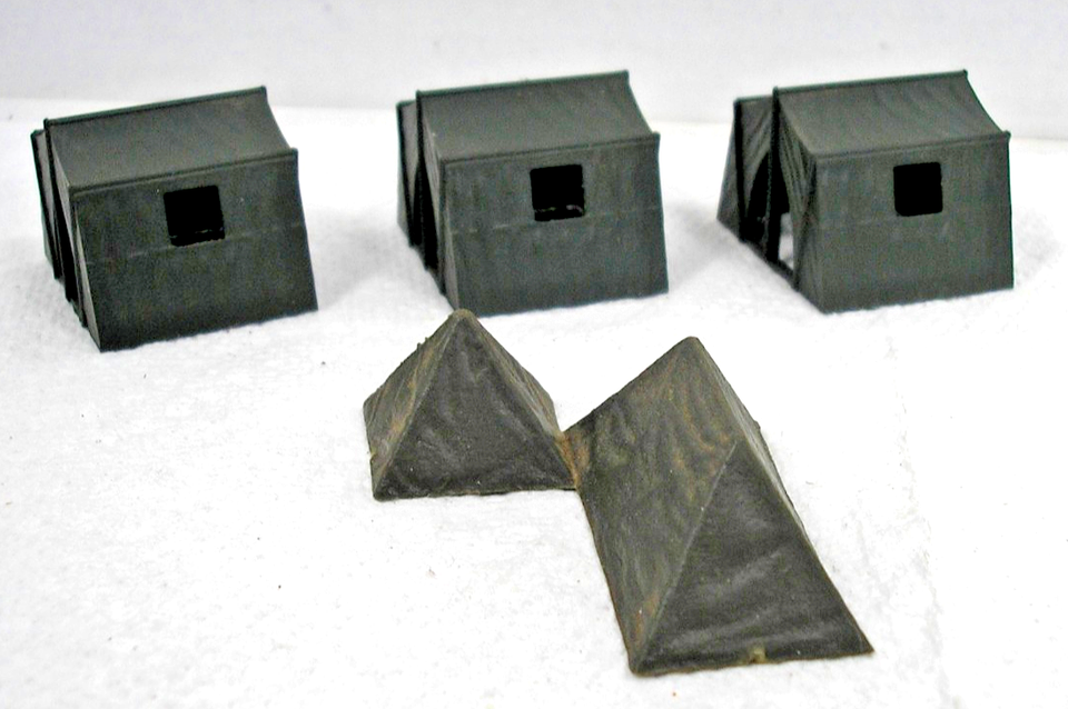HO scale Three Bivouac Tents and Covered Supplies | eBay