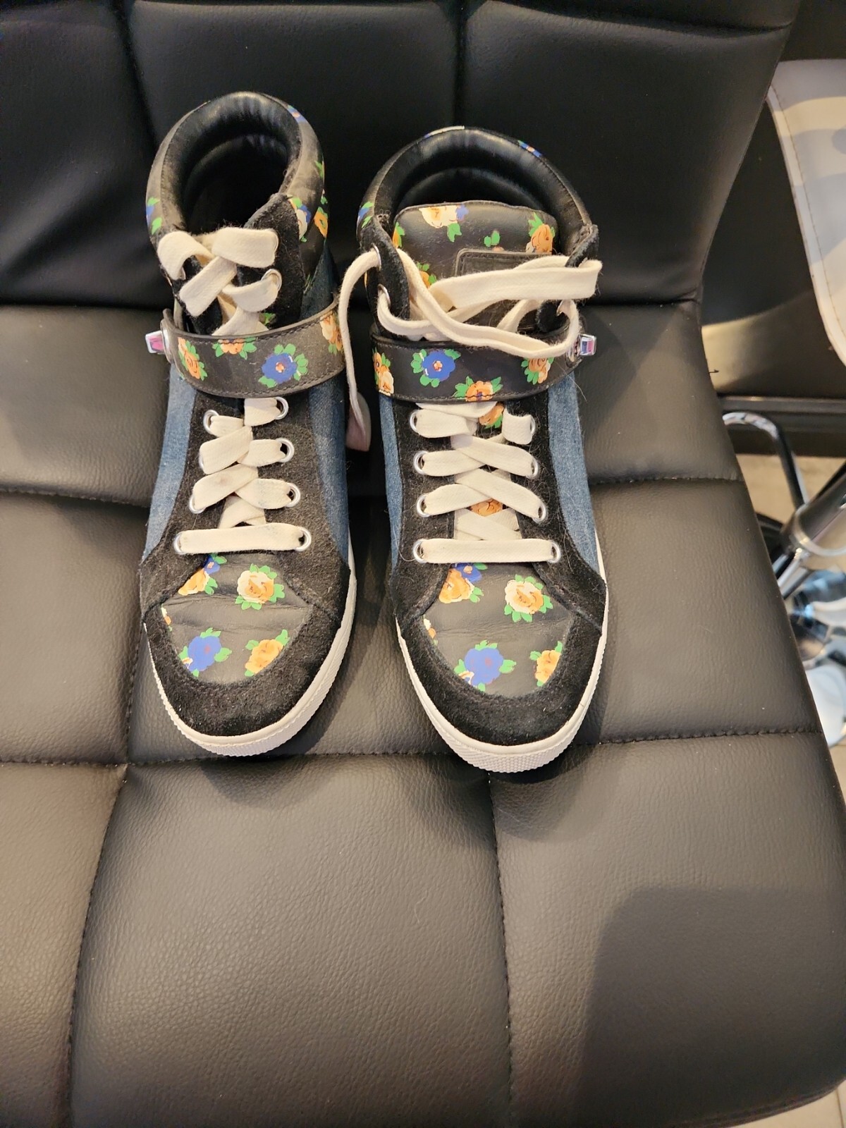 Coach Tea Rose Pembroke Black Blue Floral Napa women … - Gem