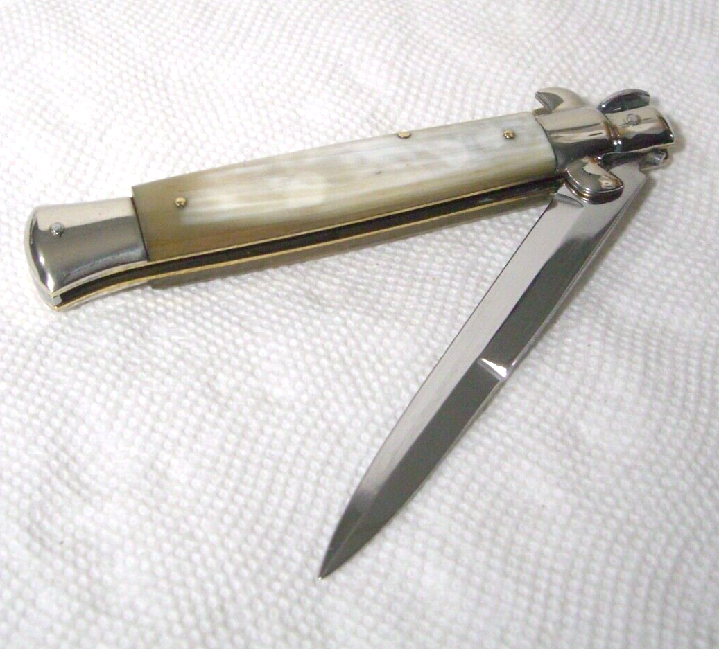 MINT Vintage STILETTO Pocket Folding FIGHTING KNIFE Italy Handmade ...