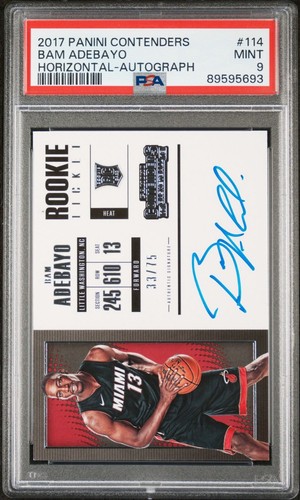 BAM ADEBAYO RC 2017-18 Contenders #114 Rookie Ticket Autograph PSA 9 / ...