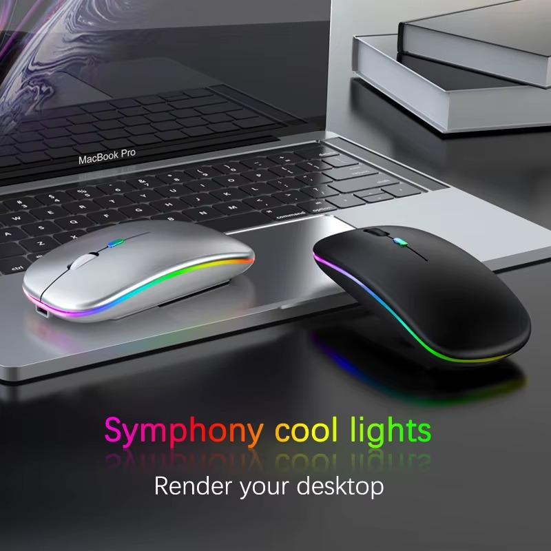 Cyan Mouse RGB Rechargeable Wireless Bluetooth for iPad Laptop PC Phone ...