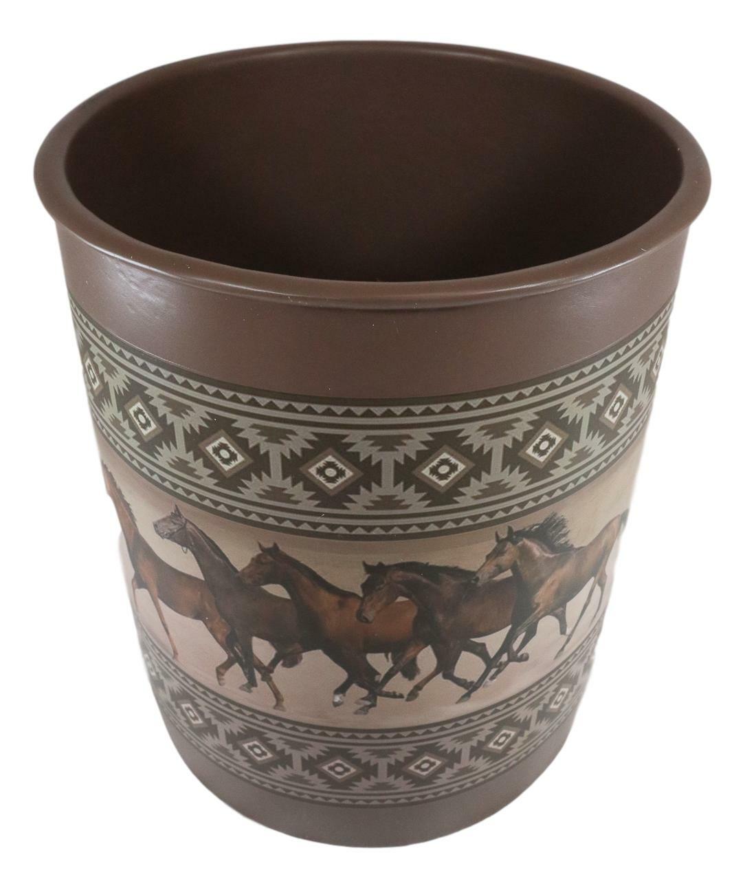 Ebros Western Running Horses W/ Southwest Navajo Vectors Waste Basket ...