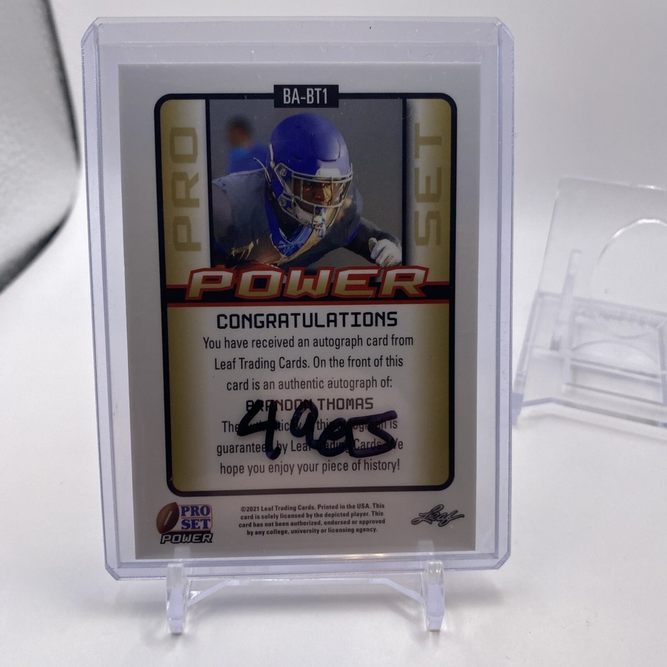 2021 Leaf Pro Set Power Brandon Thomas Auto BA-BT1 49ers Rookie | eBay