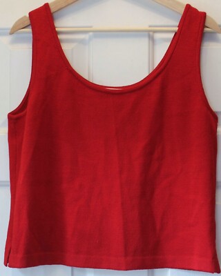 St. John cropped bright red tank top santana knit USA layering base ...