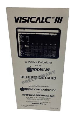 Vintage - VISICALC III (3) Preliminary (beta) Reference Card For The Apple III | eBay