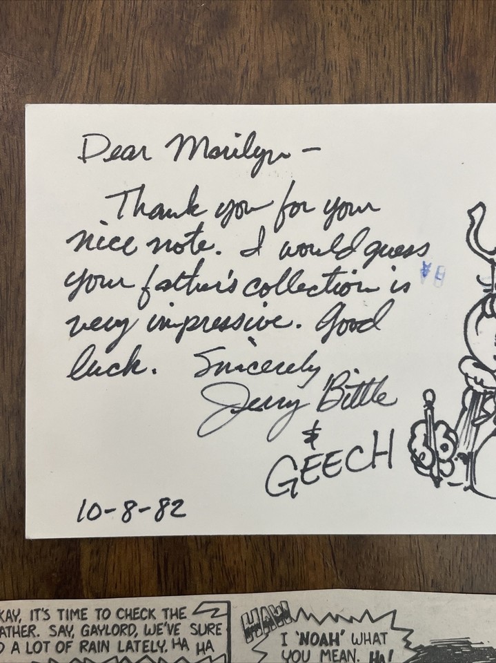 RARE Jerry Bittle Cartoonist Original Hand Drawn Geech Comic Sketch Art ...