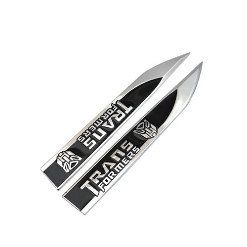 Pair Metal Silver & Black Transformers Autobots Logo Emblem Fender ...