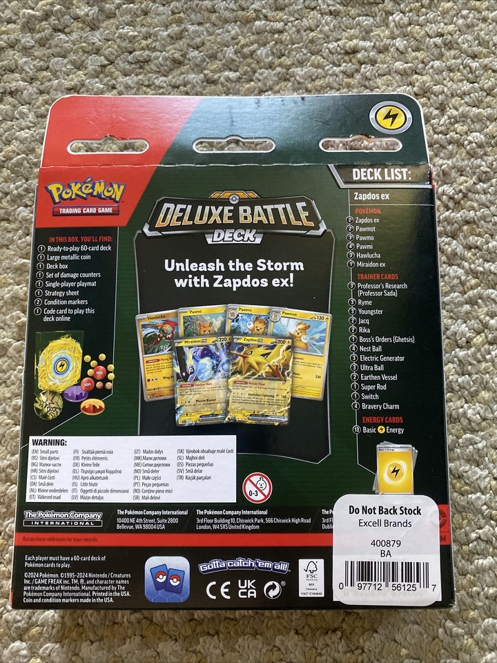 Pokemon Deluxe Battle Deck ZAPDOS ex Factory Sealed Box Ready To Play ...