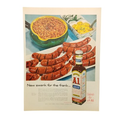 1957 A1 Steak Sauce Vintage Print Ad New Swank For The Steak Cooking Is ...