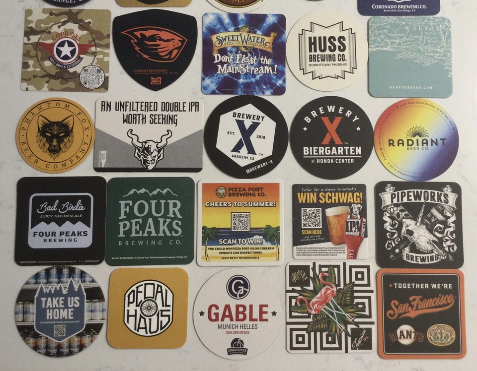 40 BEER COASTERS COASTER STEREO PFEIFFER 1886 PHANTOM FOX GOLDWATER ALL ...