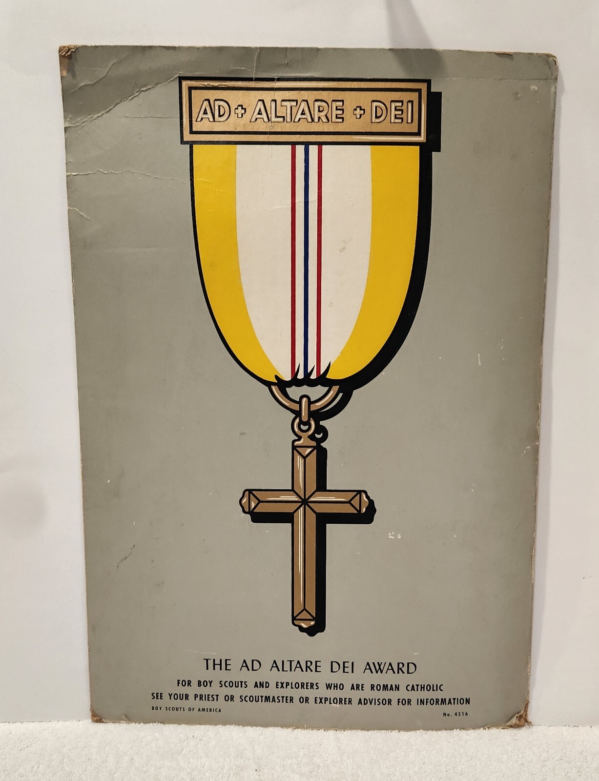 Rare 1950’s/60’s Boy Scouts AD+ALTARE+DEI Award Cardboard Sign Standee ...