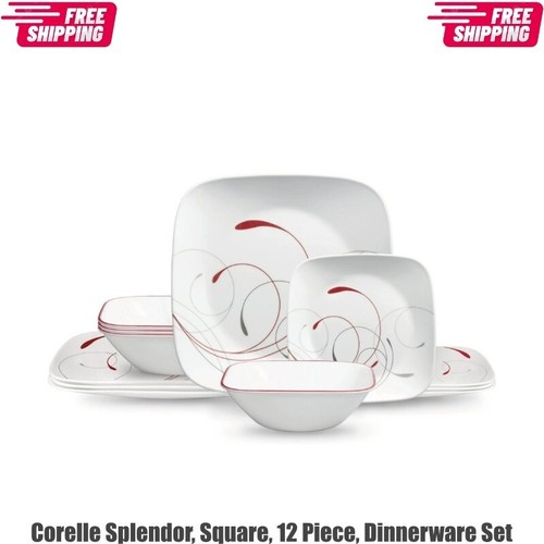 Corelle Splendor, Square, 12 Piece, Dinnerware Set | eBay