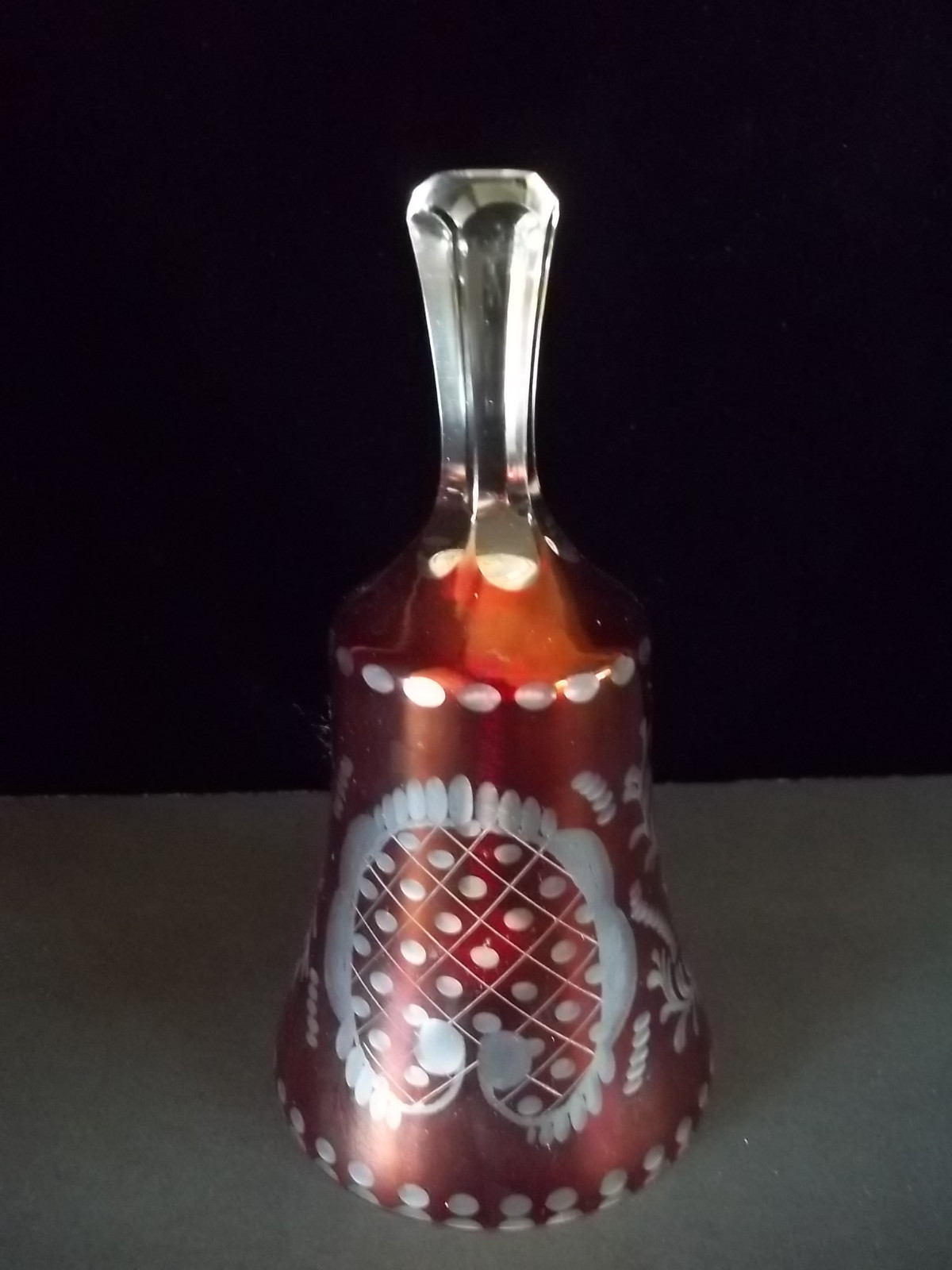 Vintage Glass Ruby Red Bell German Crystal ilmkristall Dot Scroll ...