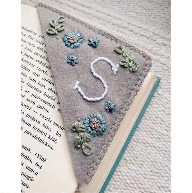 Personalized Hand Embroidered Corner Bookmark Unique Letter SPECIAL ...