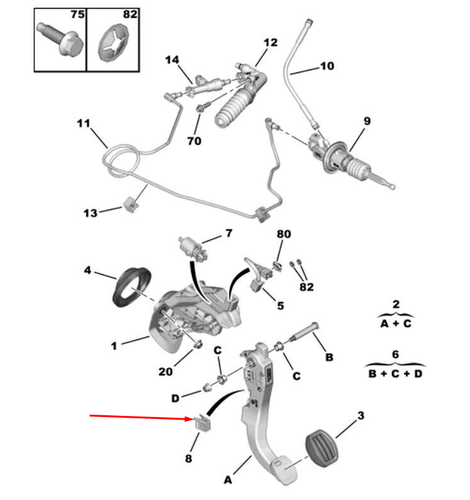 PEUGEOT 308 T9 Clutch Pedal Spring Clip 9820342980 NEW GENUINE | eBay UK