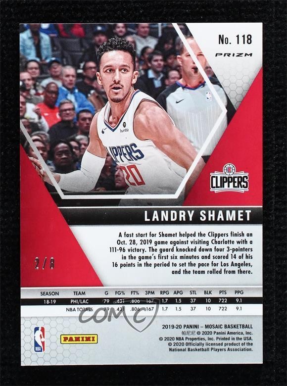 2019-20 Panini Mosaic Choice Black Gold Prizm /8 Landry Shamet #118 | eBay