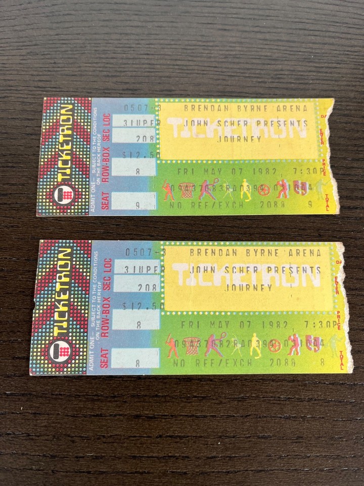1980 JOURNEY CONCERT TICKET STUBs, May 07, 1982 Brendan Byrne Arena | eBay